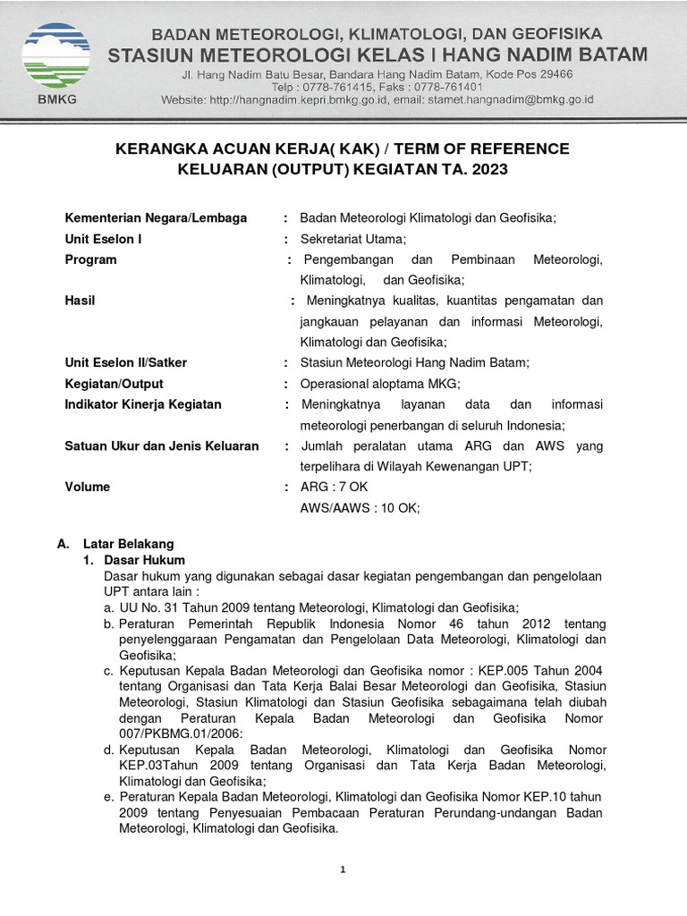 Upload Tugas TOR RAB Spek 2023 | PDF