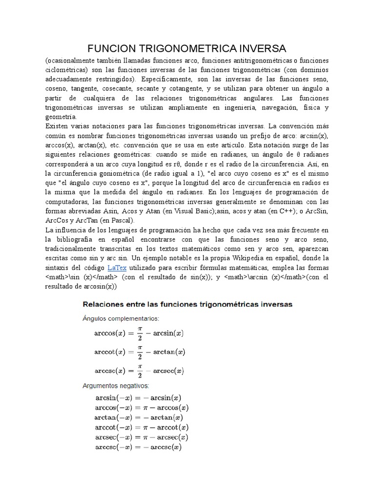 Funcion Trigonometrica Inversa | PDF