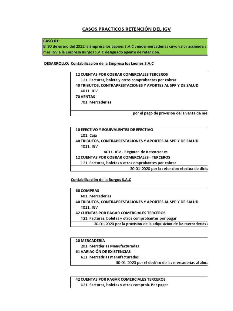Casos Practicos Retención Del Igv | PDF | Business | Economias