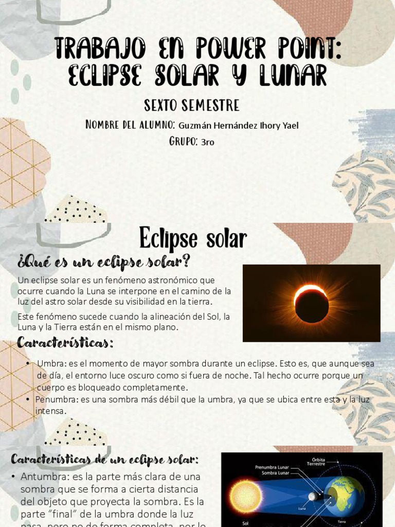 Hoja De Trabajo Sobre Eclipses Solares Y Lunares En Formato Pdf