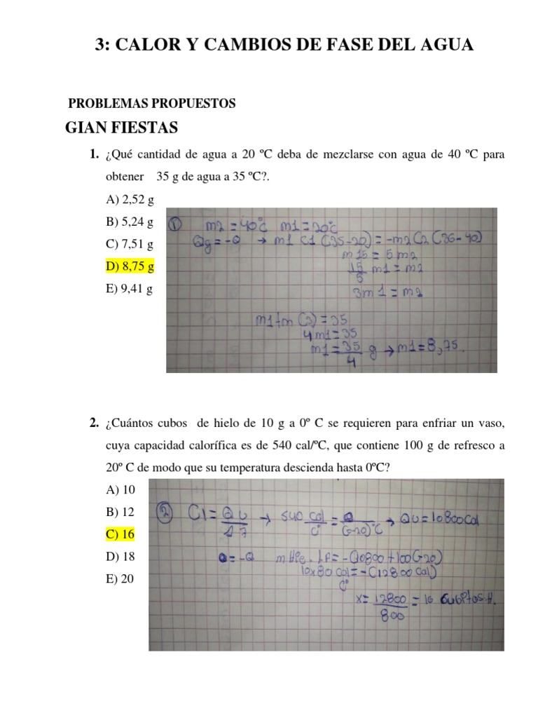 CALORIMETRIA | PDF | Agua | Calor latente