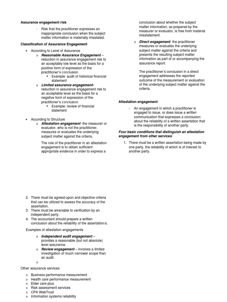 Assurance Engagement Risk | PDF | Audit | Risk