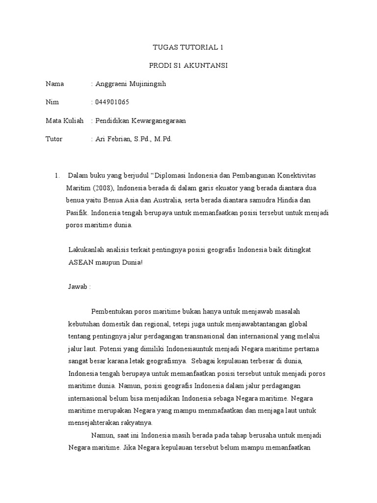 Tugas Tutorial 1 Pendidikan Kewarganegaraan | PDF