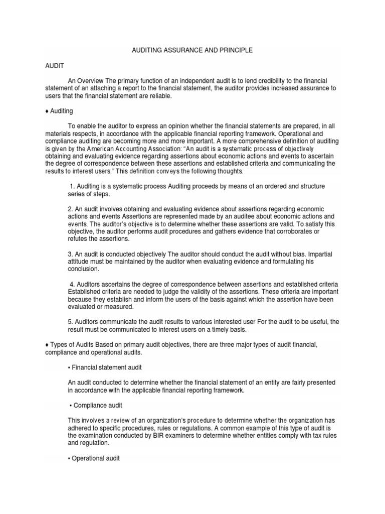 Auditing Assurance and Principle | PDF | Audit | Financial Audit