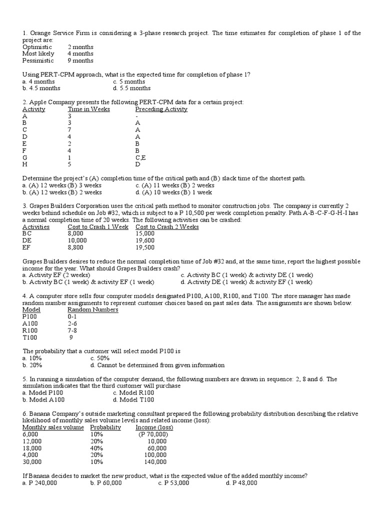 Quantitative Techniques - Problems Part 2 | Download Free PDF | Sales | Expected Value