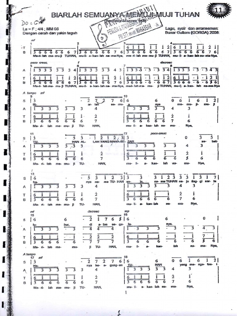 Biarlah Semuanya Memuji-Muji Tuhan | PDF