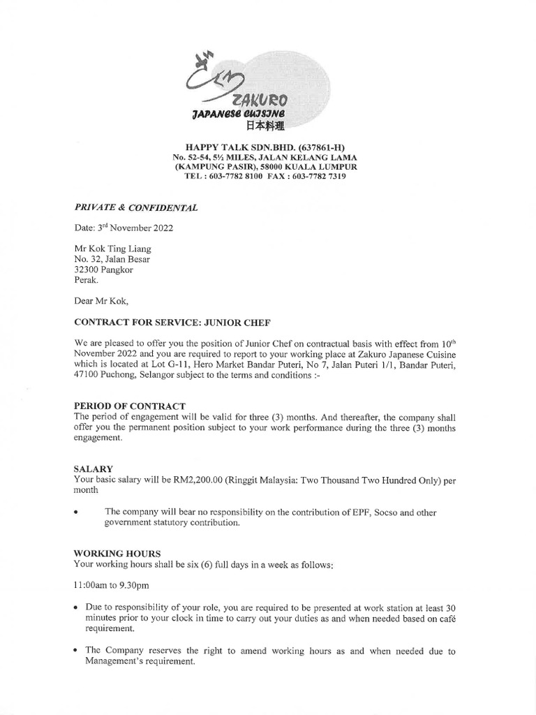 Contract Letter Amended | PDF