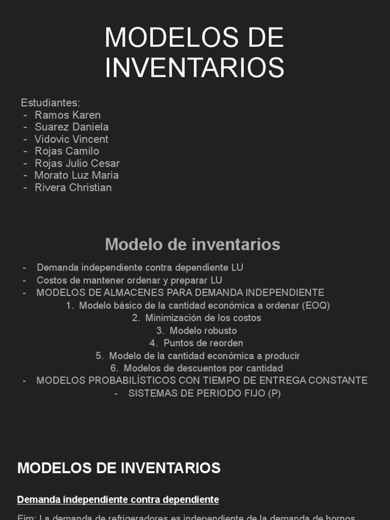 Modelos de Inventarios | PDF | Inventario | Economias