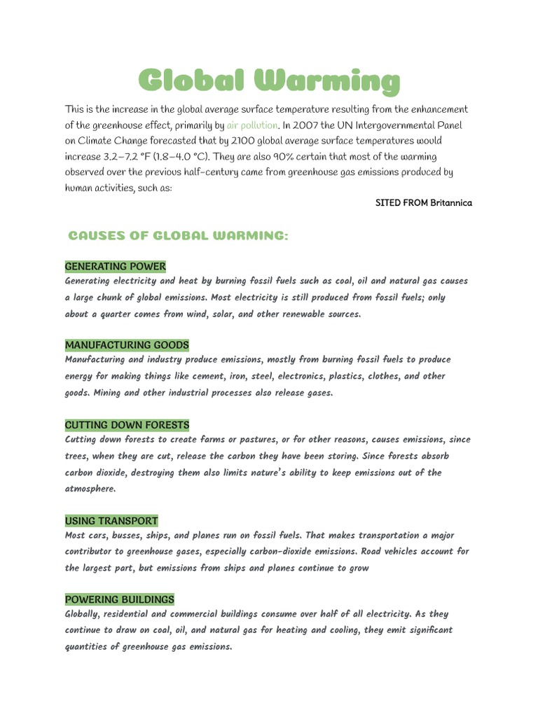 Global Warming | PDF | Climate Change | Greenhouse Gas