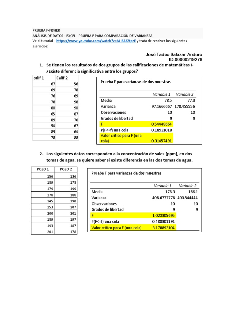 PRUEBA F-Fisher | PDF | Teoría estadística