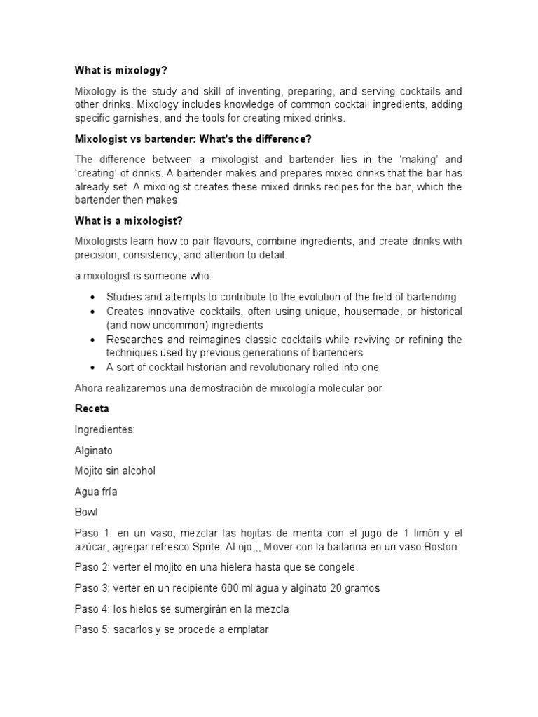 Mixology | PDF | Wellness