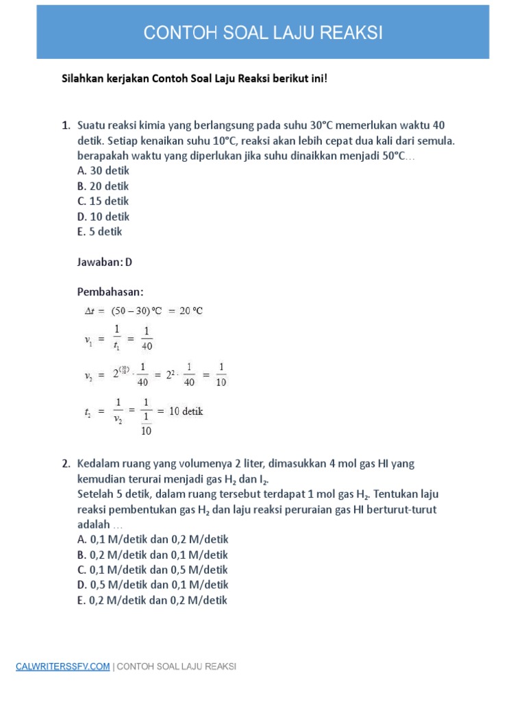 Contoh Soal Laju Reaksi | PDF