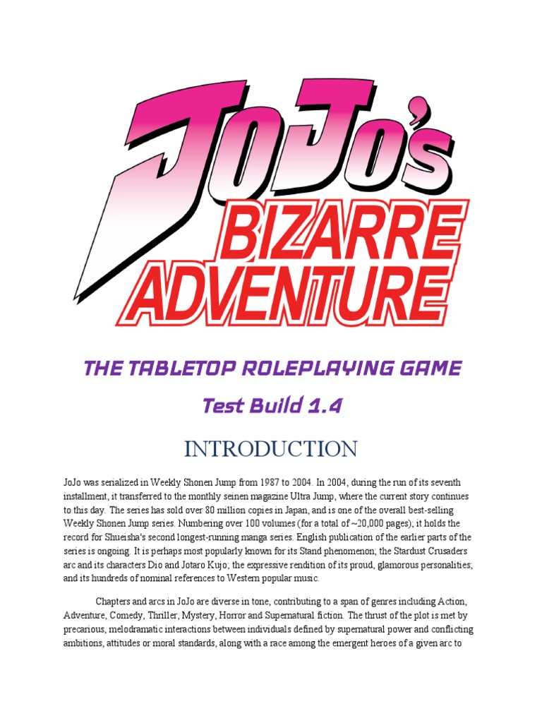 Jojo's Bizarre Tabletop | PDF