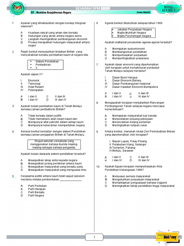 Latihan Bab 7 Soalan Objektif | PDF