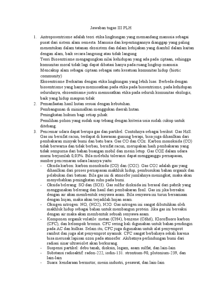 Jawaban Tugas III PLH | PDF