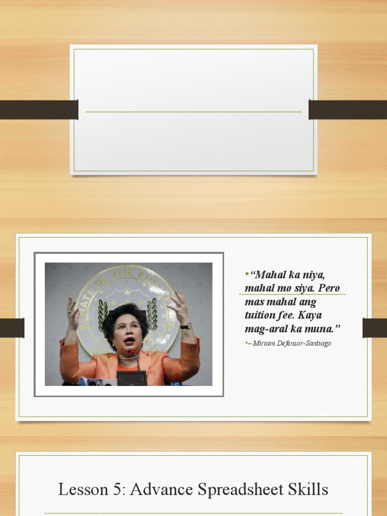 Lesson 5 Advance Spreadsheet Skills | PDF | Microsoft Excel | Spreadsheet