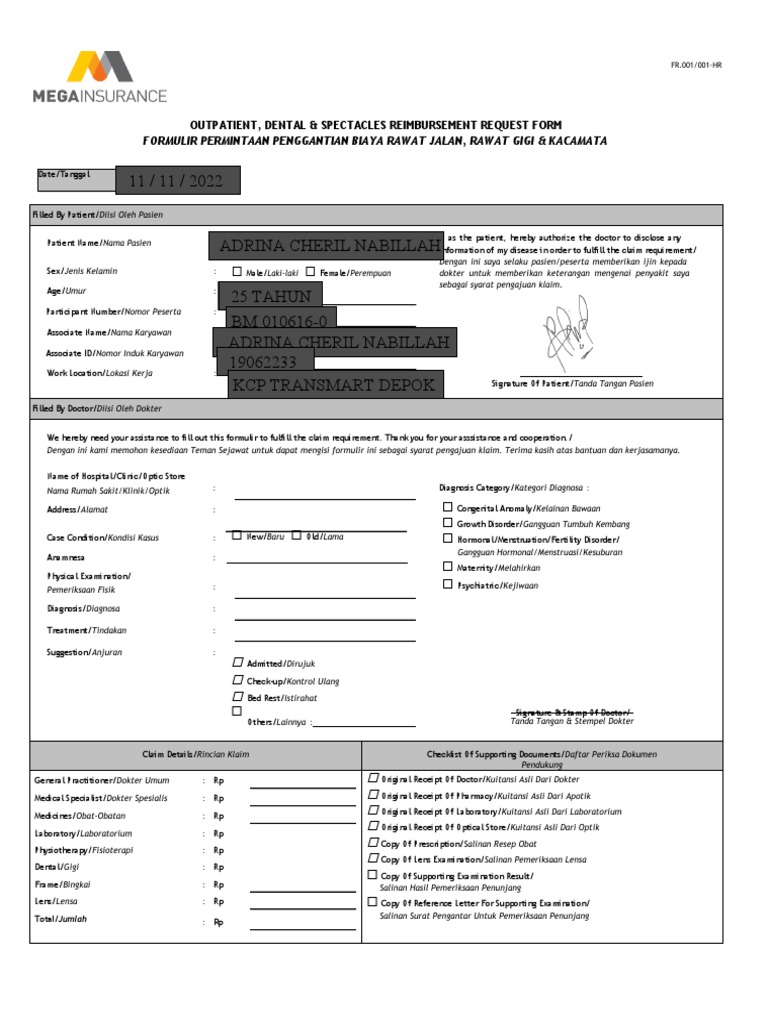 Form Klaim DT GL Op PDF | PDF