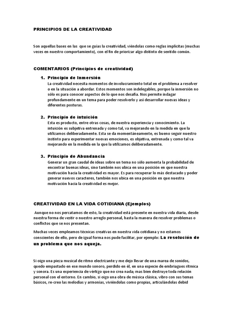 Principios de La Creatividad | PDF | Creatividad | Motivación