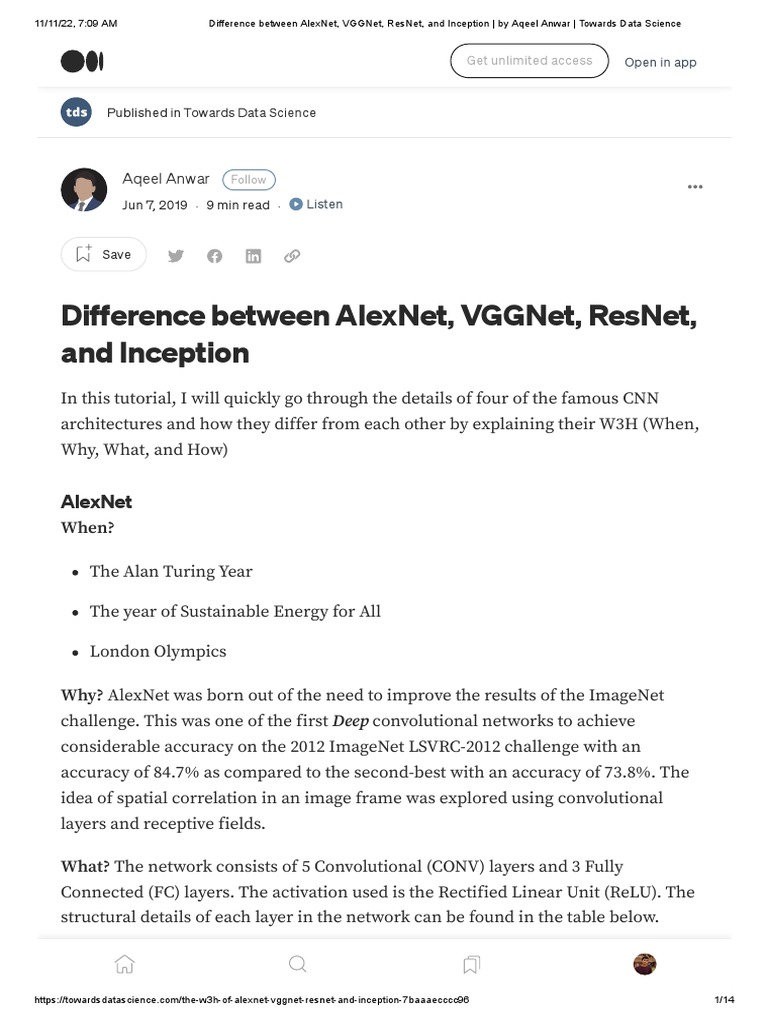 CNN Architectures: AlexNet, VGGNet, ResNet, Inception | PDF ...