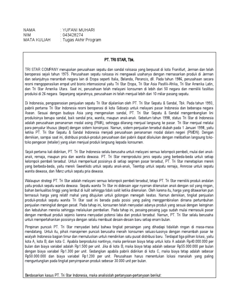 Analisis Strategi PT. Tri Star Indonesia | PDF | Bisnis | Pengelolaan ...