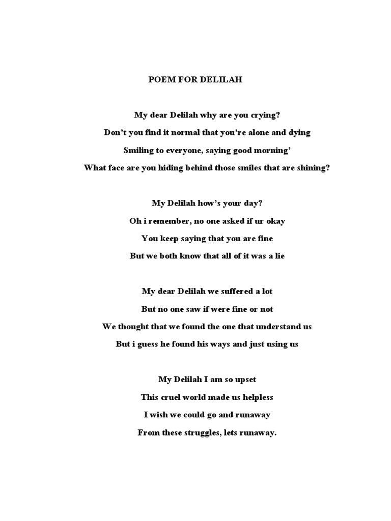 Poem For Delilah | PDF | Self-Improvement