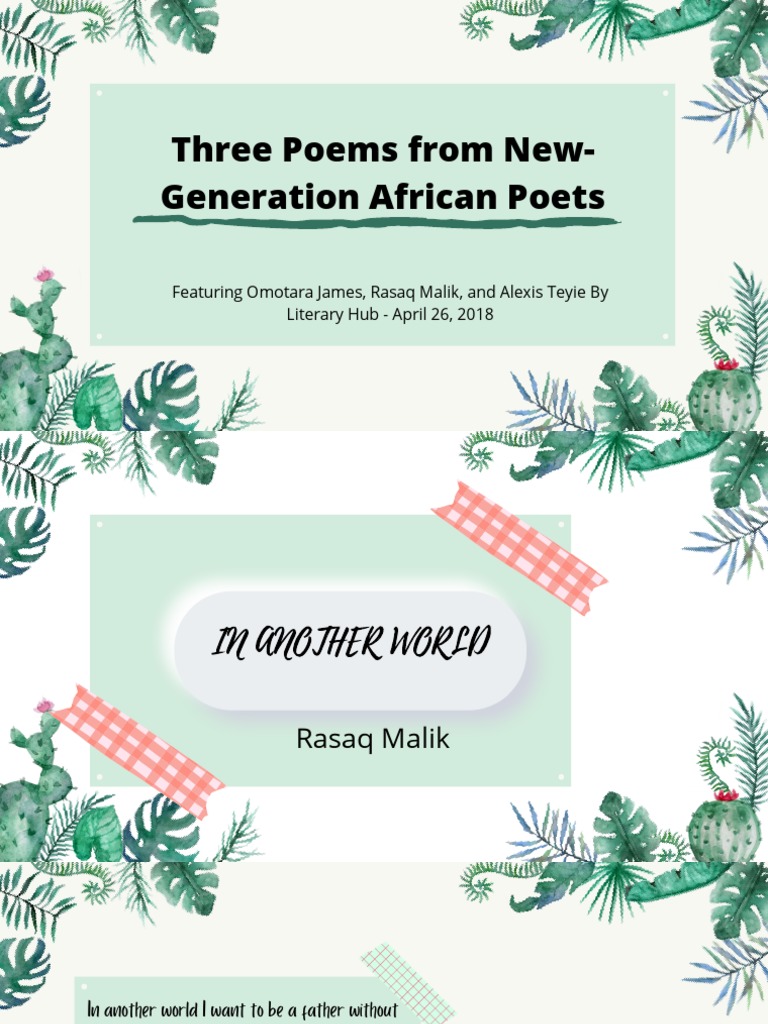Three Poems From New-Generation African Poets | PDF
