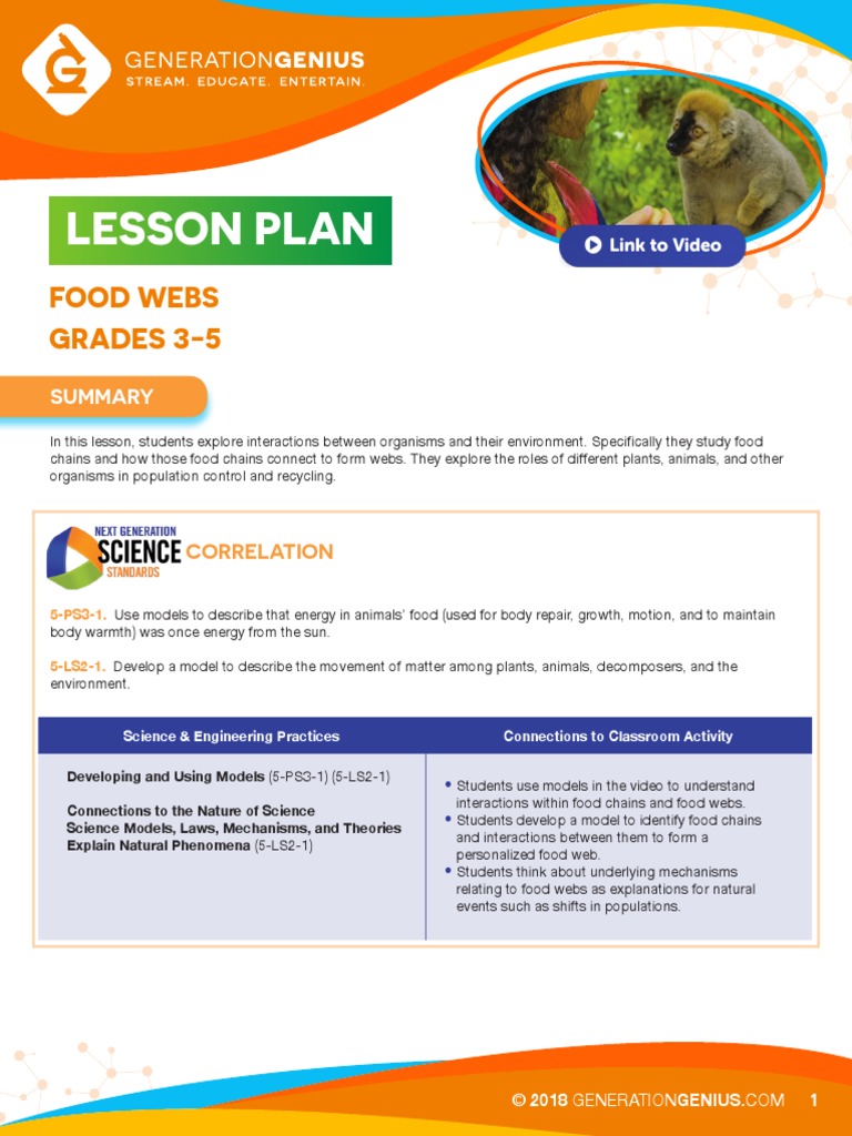 Food Webs Lesson Plan GG | PDF | Ecosystem | Food Web