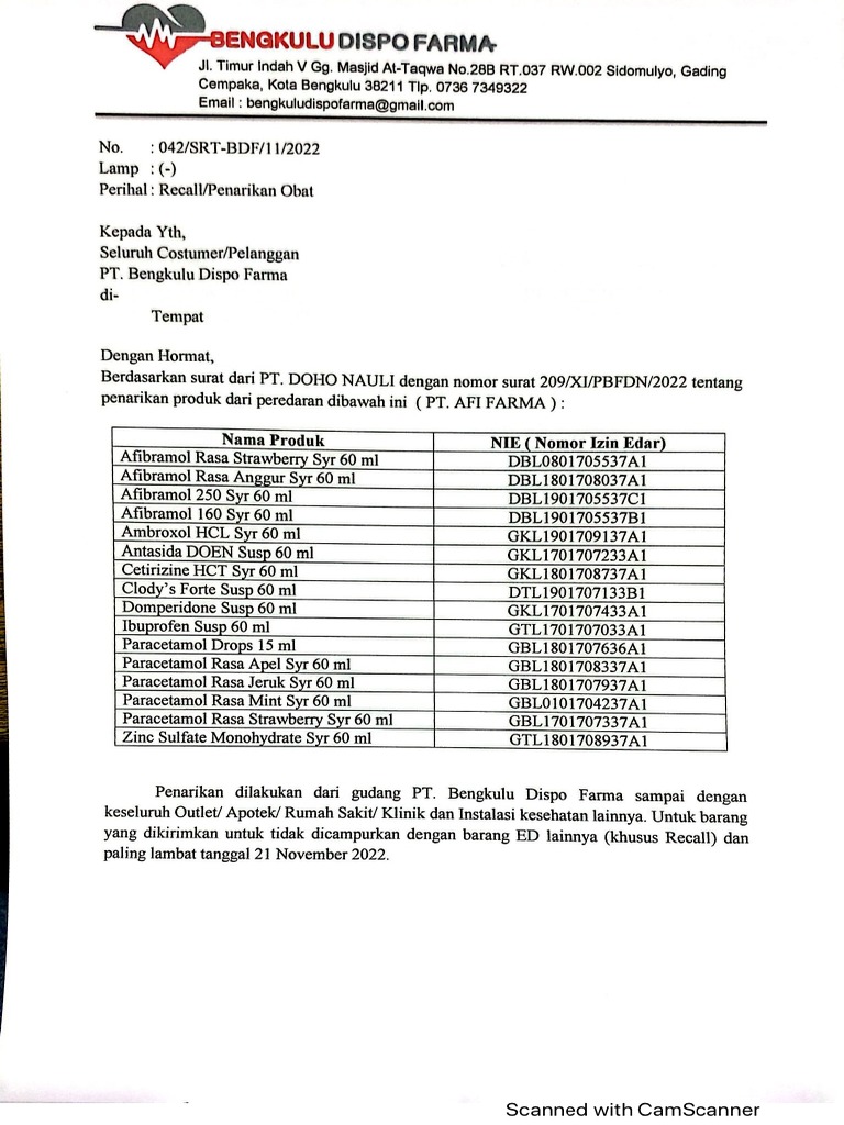Recall AFI Farma | PDF