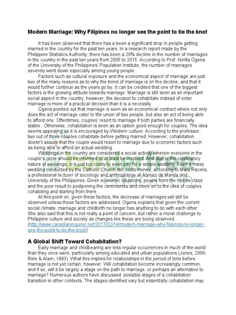 Contemporary Views On Marriage | Download Free PDF | Cohabitation ...