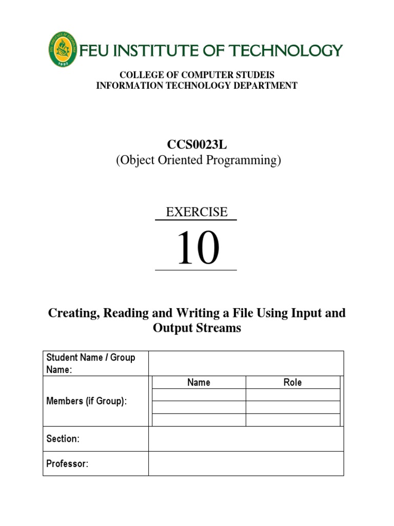 Lab Exp 10 Creating Reading And Writing A File Using Input And Output Streams Pdf 8895