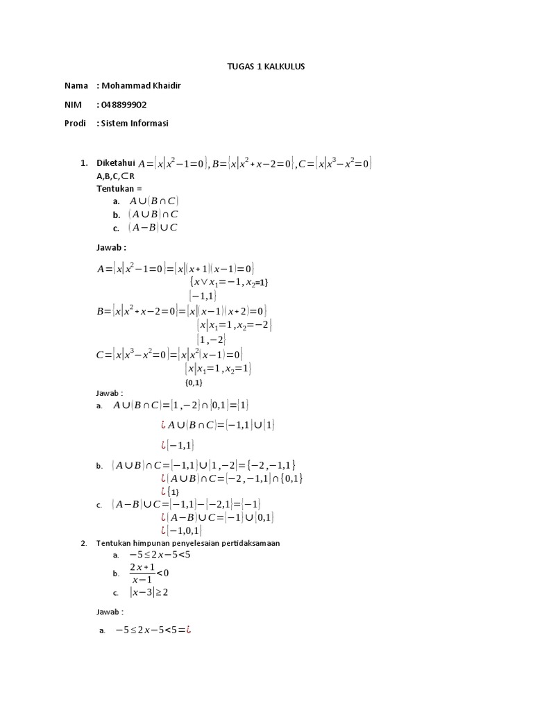 Tugas Kalkulus: Himpunan dan Limit | PDF