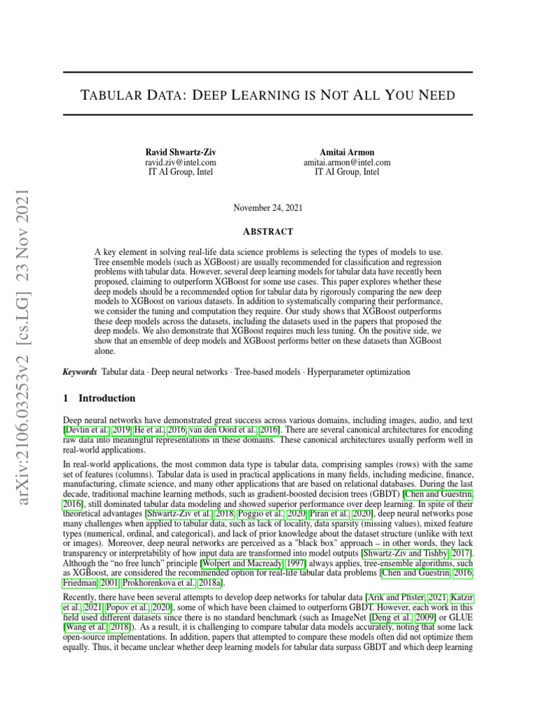 Tabular Data - Deep Learning Is Not All You Need | PDF | P Value | Deep Learning