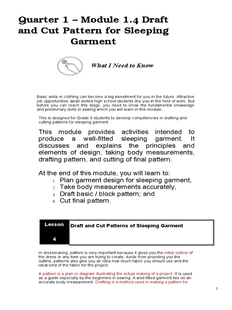 TLE Dressmaking9 q1 Mod1.4 | PDF | Seam (Sewing) | Sewing