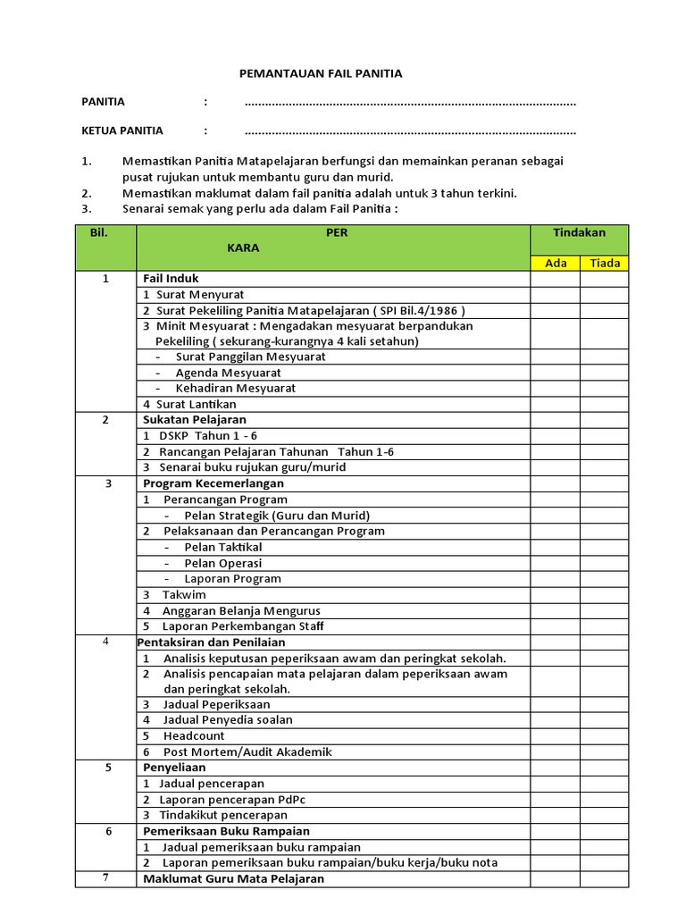 Pemantauan Fail Panitia Oleh Pentadbir | PDF
