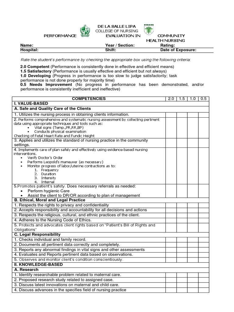 DR-Lying in - Eval-Tool-1 | PDF | Nursing | Mother