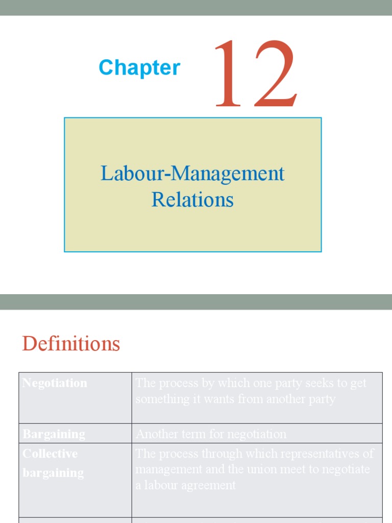 Topic 12 - Labour Management Relations | PDF | Negotiation | Strike Action