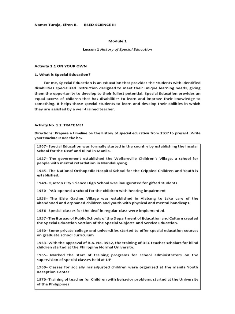Educ 7 Chapter 1 | PDF | Special Education | Disability