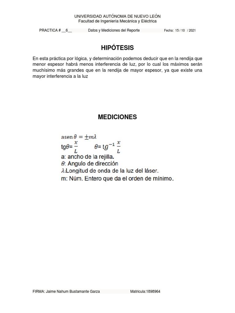 Practica 6 Lab de Fisica 4 | PDF | Difracción | Olas