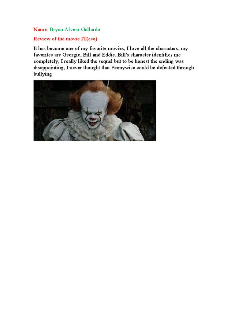 Review of The Movie IT (Eso) | PDF