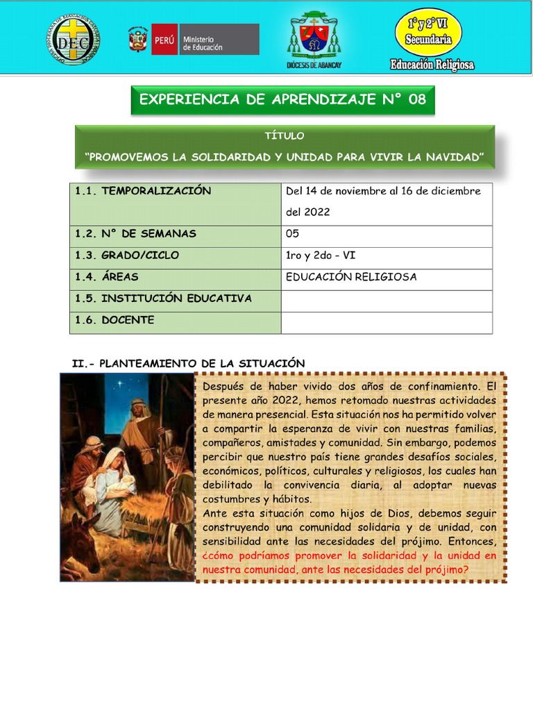 A. 1° y 2°EXPERIENCIA DE APRENDIZAJE #08 | PDF