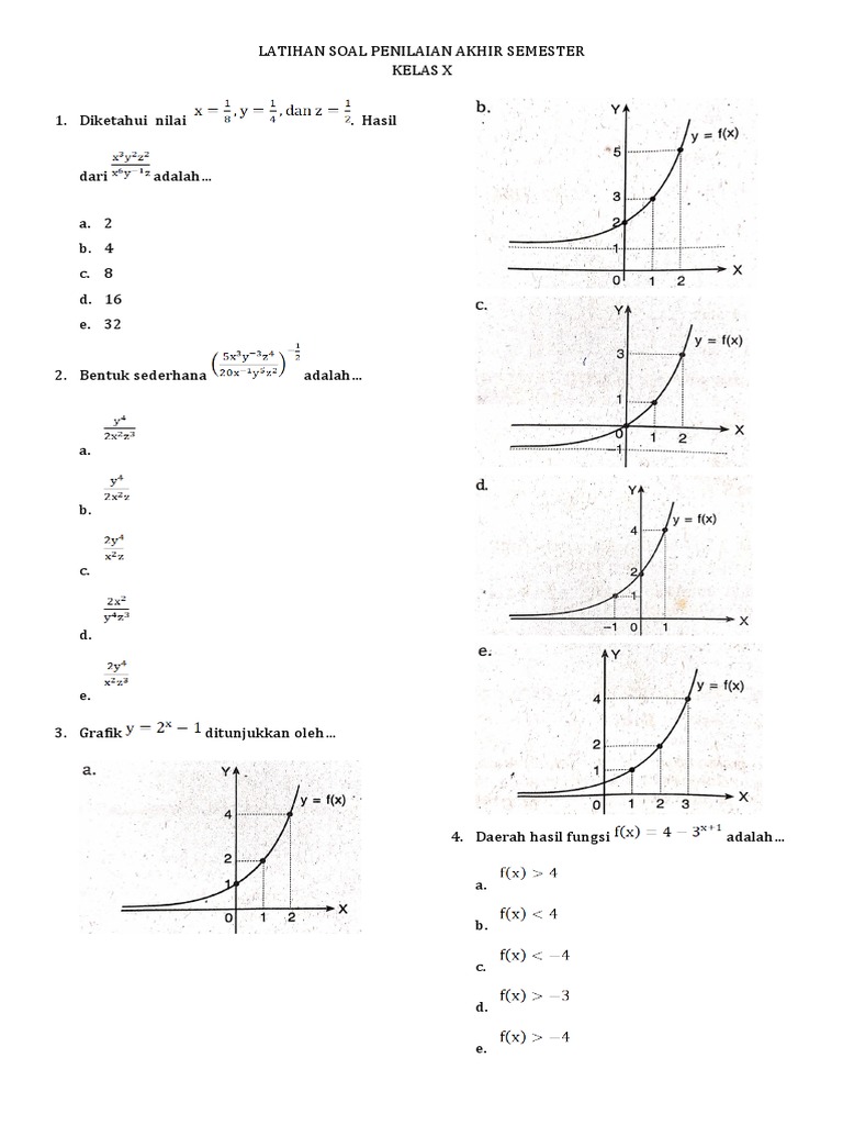 Latihan Soal UAS Matmin Kelas 10 | PDF