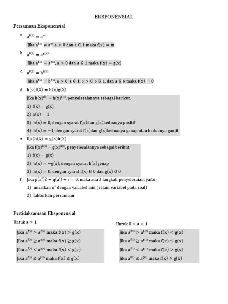 Solusi Persamaan dan Pertidaksamaan Eksponensial | PDF