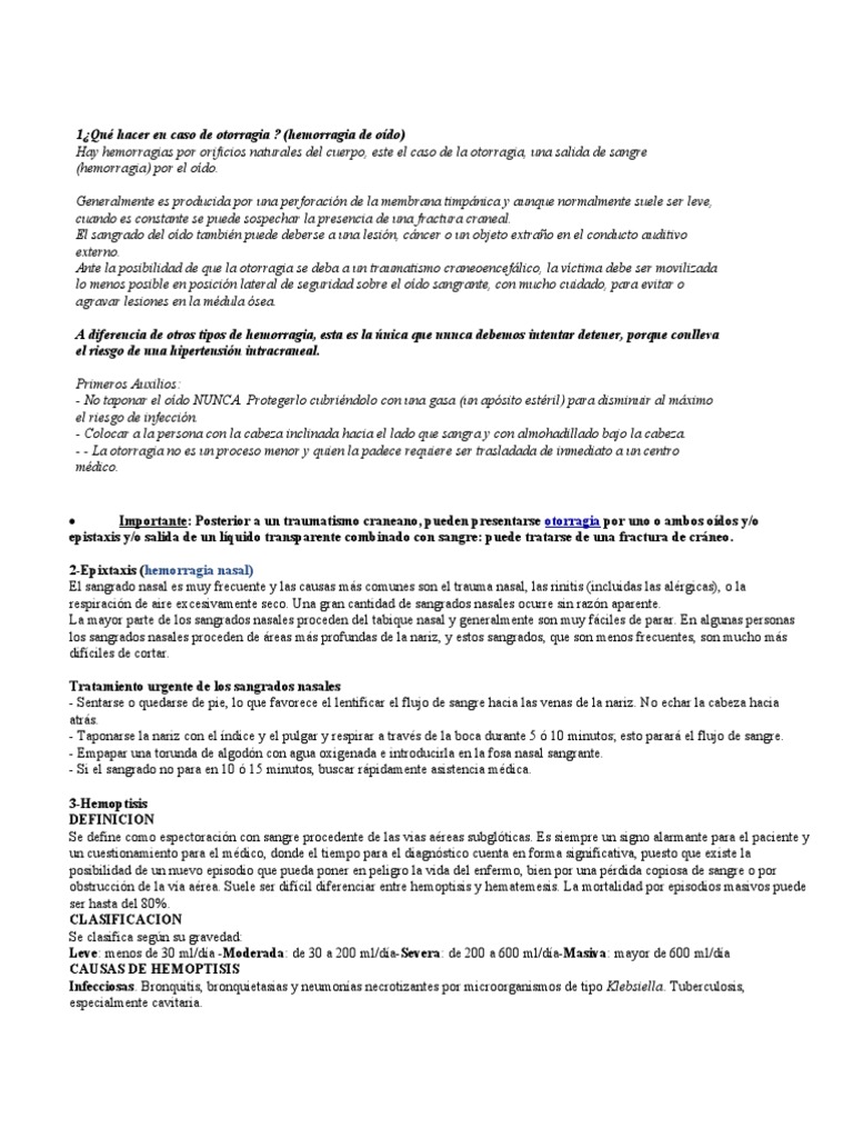 Qué Hacer en Caso de Otorragia | PDF | Especialidades Medicas ...