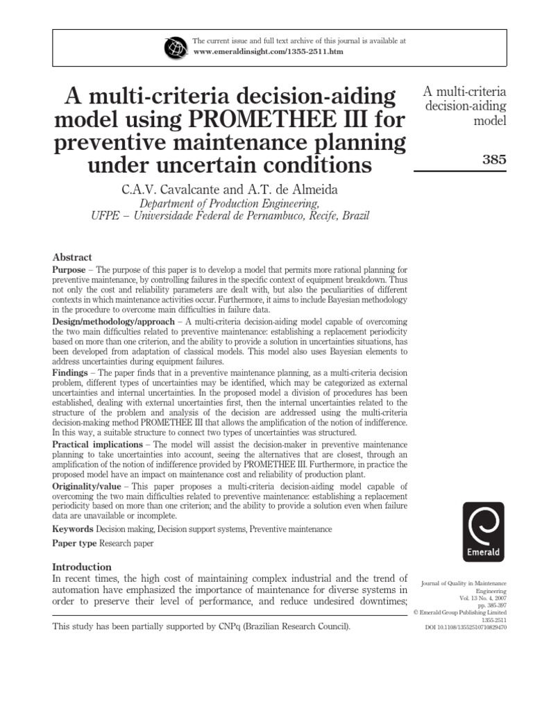 Model Multicriteria | Download Free PDF | Decision Making | Reliability Engineering
