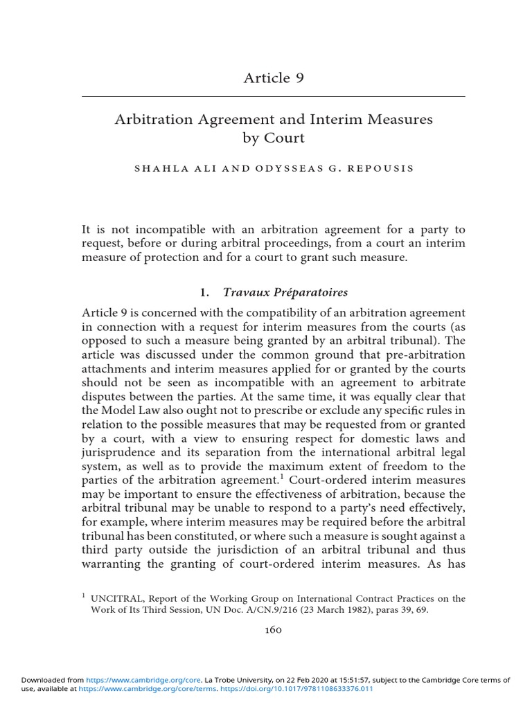 Arbitration Agreement and Interim Measures | PDF | Arbitration | Jurisdiction