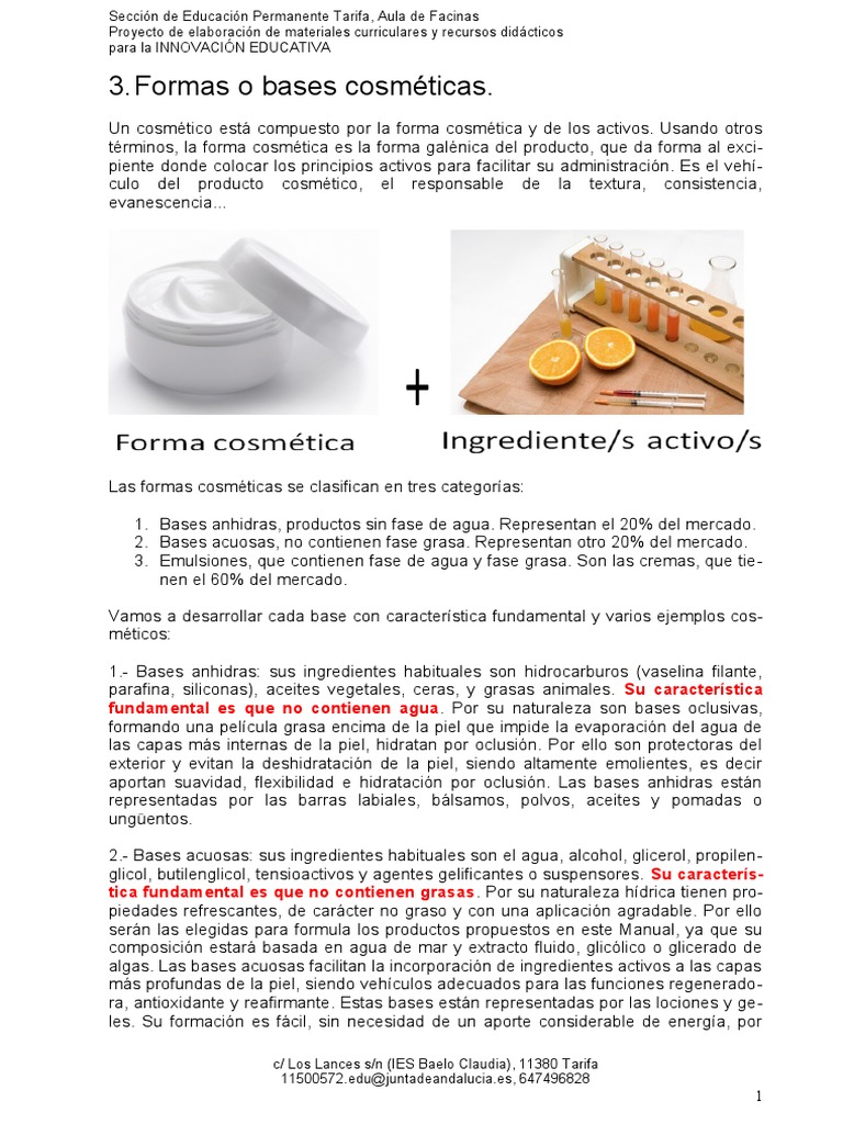 Tipos y características de emulsiones cosméticas | PDF | Química ...