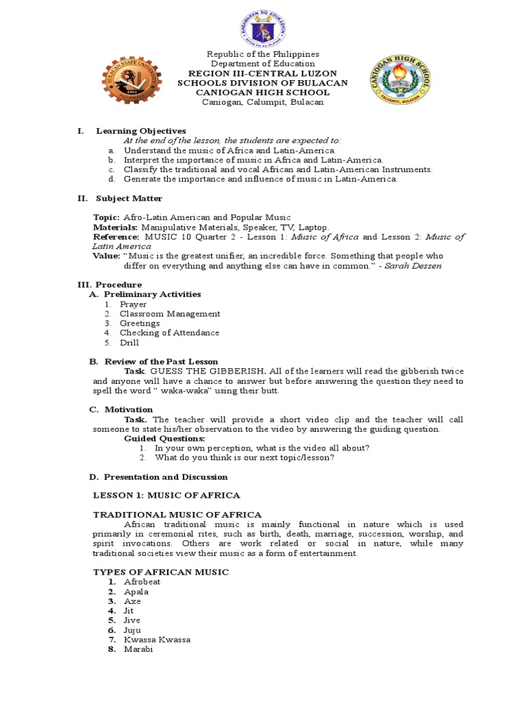 Music Quarter 2 Lesson 2 | PDF | Performing Arts