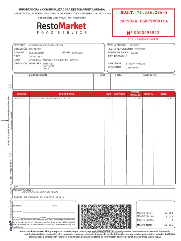 (Facturas Electrónica Folio 96542 PDF | PDF | Economias