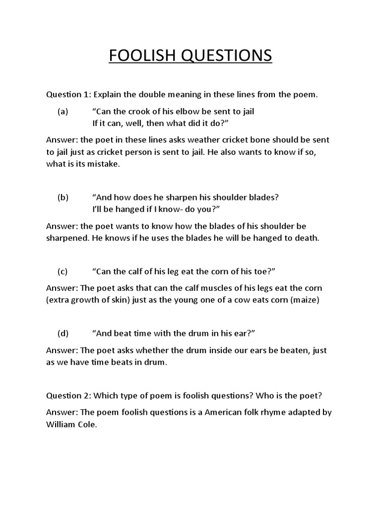 Foolish Questions | PDF