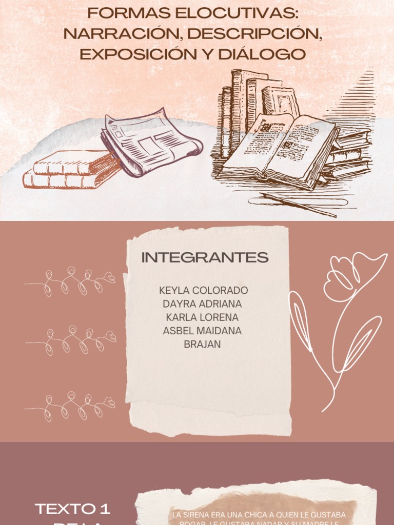 Formas Elocutivas Narración, Descripción, Exposición y Diálogo | PDF ...